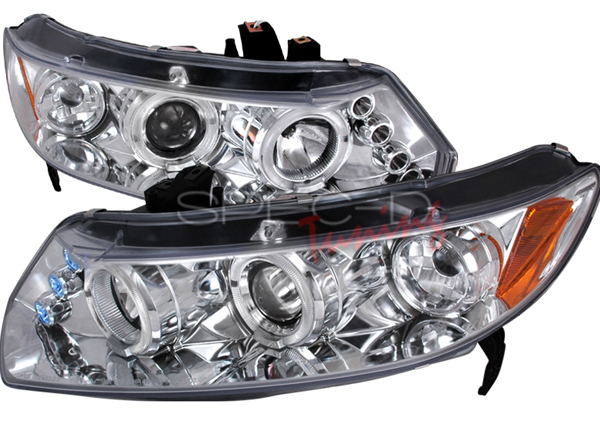 2006+ Honda Civic (2dr) Halo Projector Headlights (Chrome TM) - AutoCity Imports